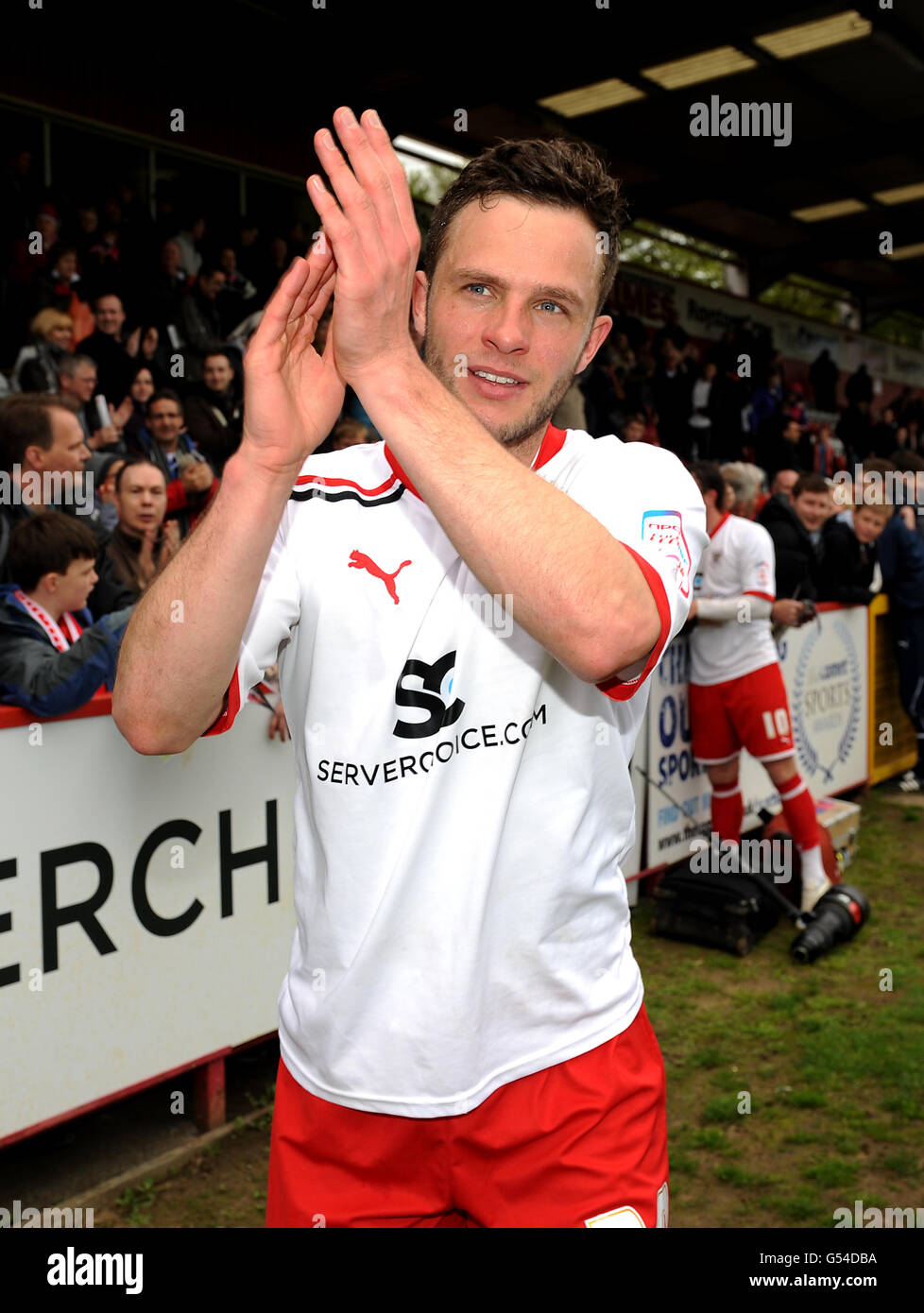 Stevenage's Chris Beardsley celebrates his side's win after the final ...