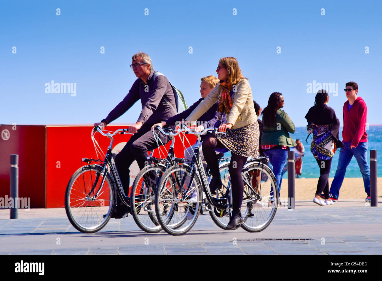 People riding bicycle. Barcelona, Catalonia, Spain Stock Photo - Alamy