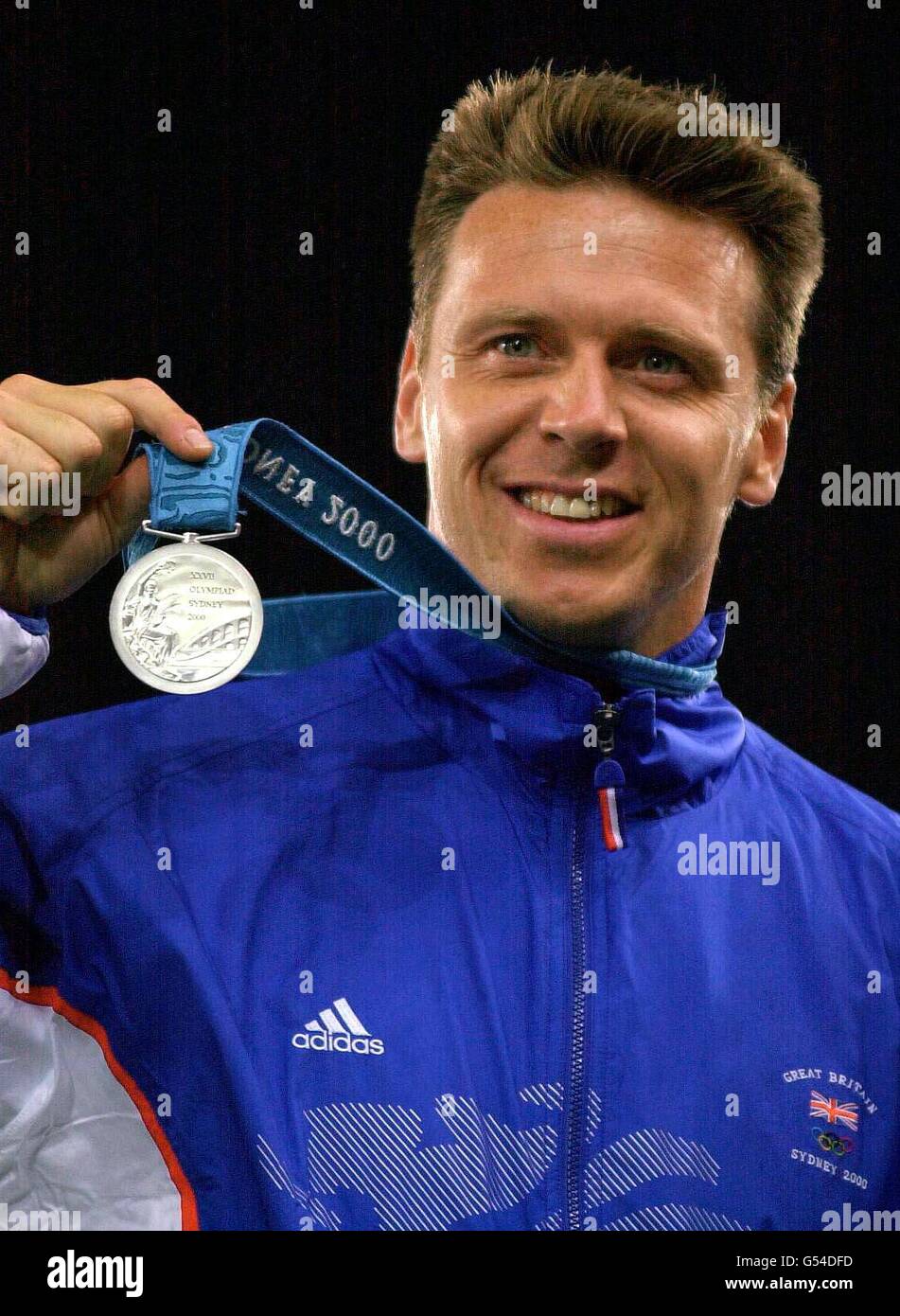Steve Backley receives his the Silver medal he won in the Men's Javelin ...