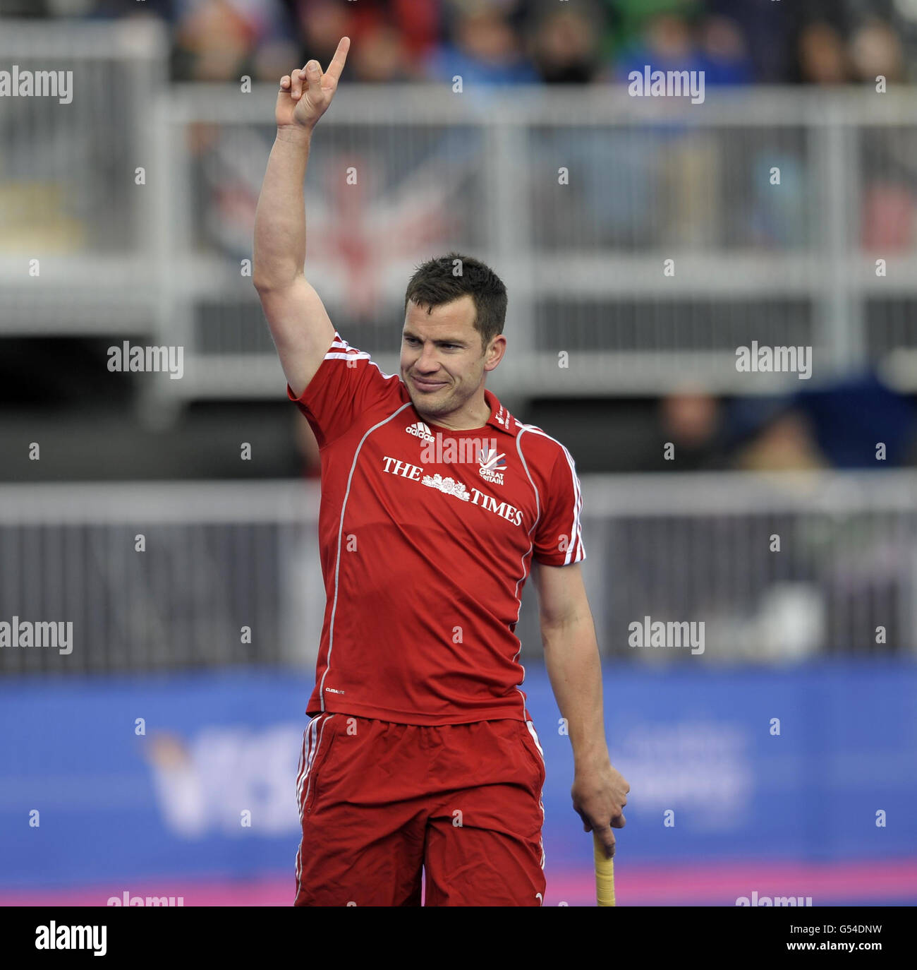 Great Britain's James Tindall celebrates scoring the opening goal ...