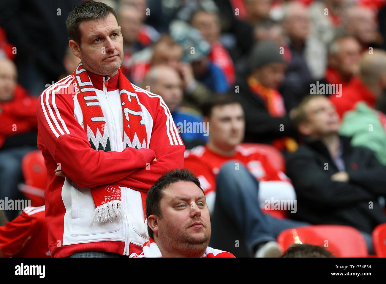 Liverpool fans appear dejected in the stands hi-res stock photography ...