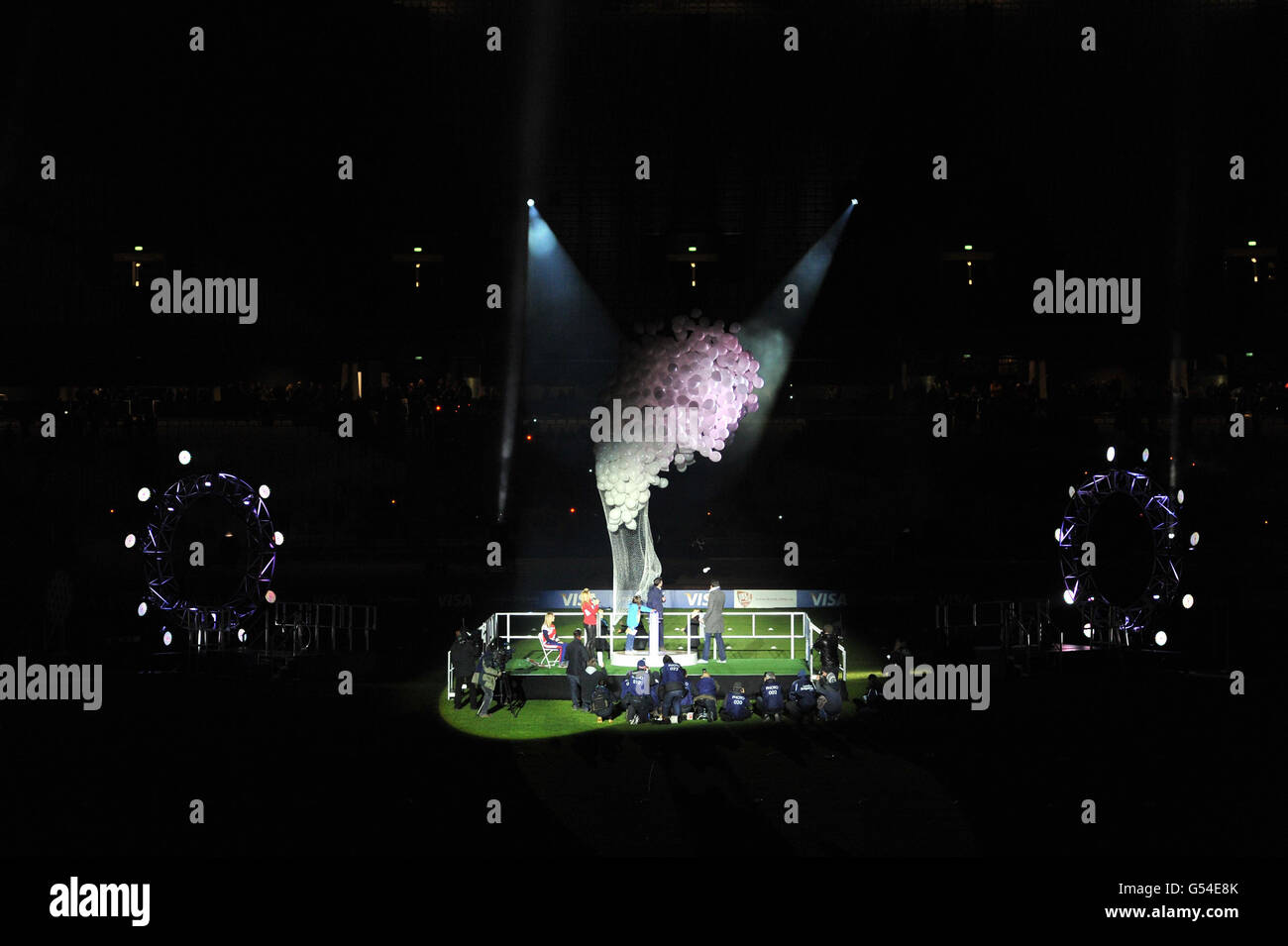 Niamh Clarke-Willis (left) officially opens the Olympic Stadium with ...