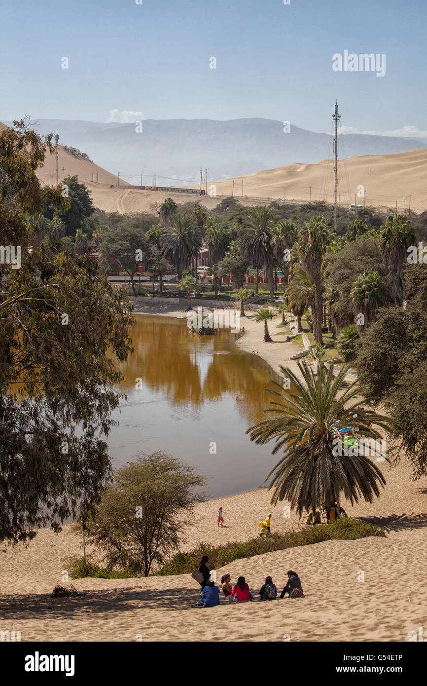 Huacachina oasis in Peru desert Stock Photo - Alamy