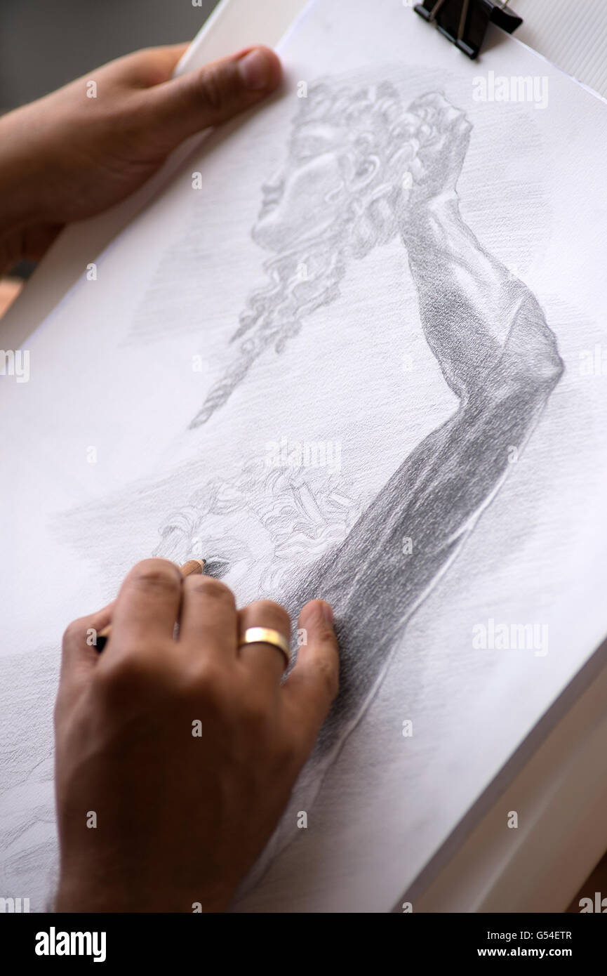 Artist Sketching Perseus, a demi-god, first of the Greek mythological ...