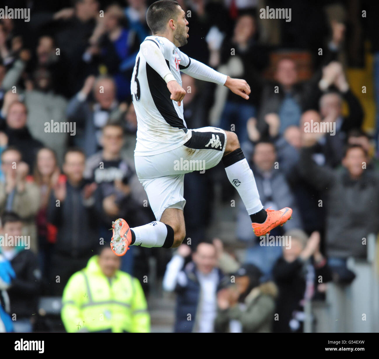 Fulhams clint dempsey celebrates scoring hi-res stock photography and ...