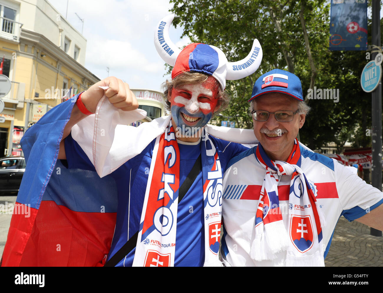Slovakia fans in Saint-Etienne before the UEFA Euro 2016, Group B match ...