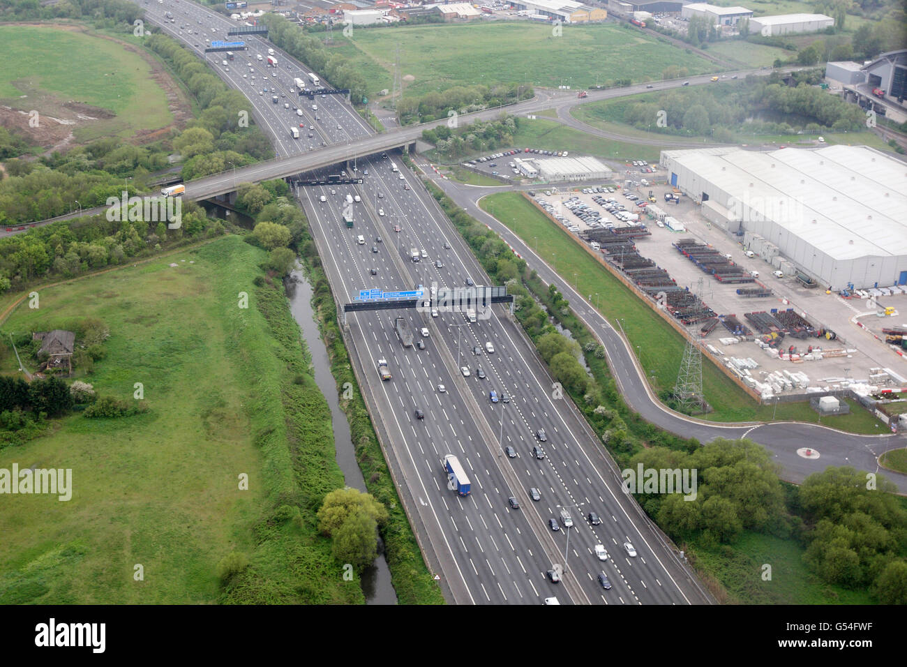 An aerial view of the m25 motorway near heathrow airport hi-res stock ...