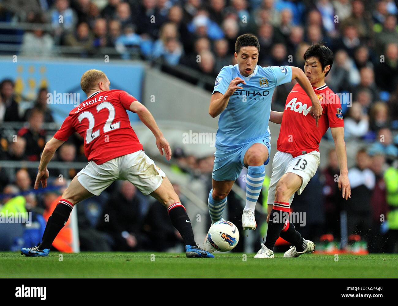 Left Right Manchester Citys Samir Nasri High Resolution Stock ...