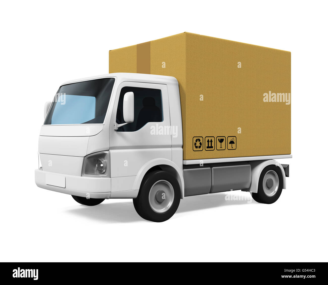 Delivery Van with Cardboard Box Stock Photo - Alamy