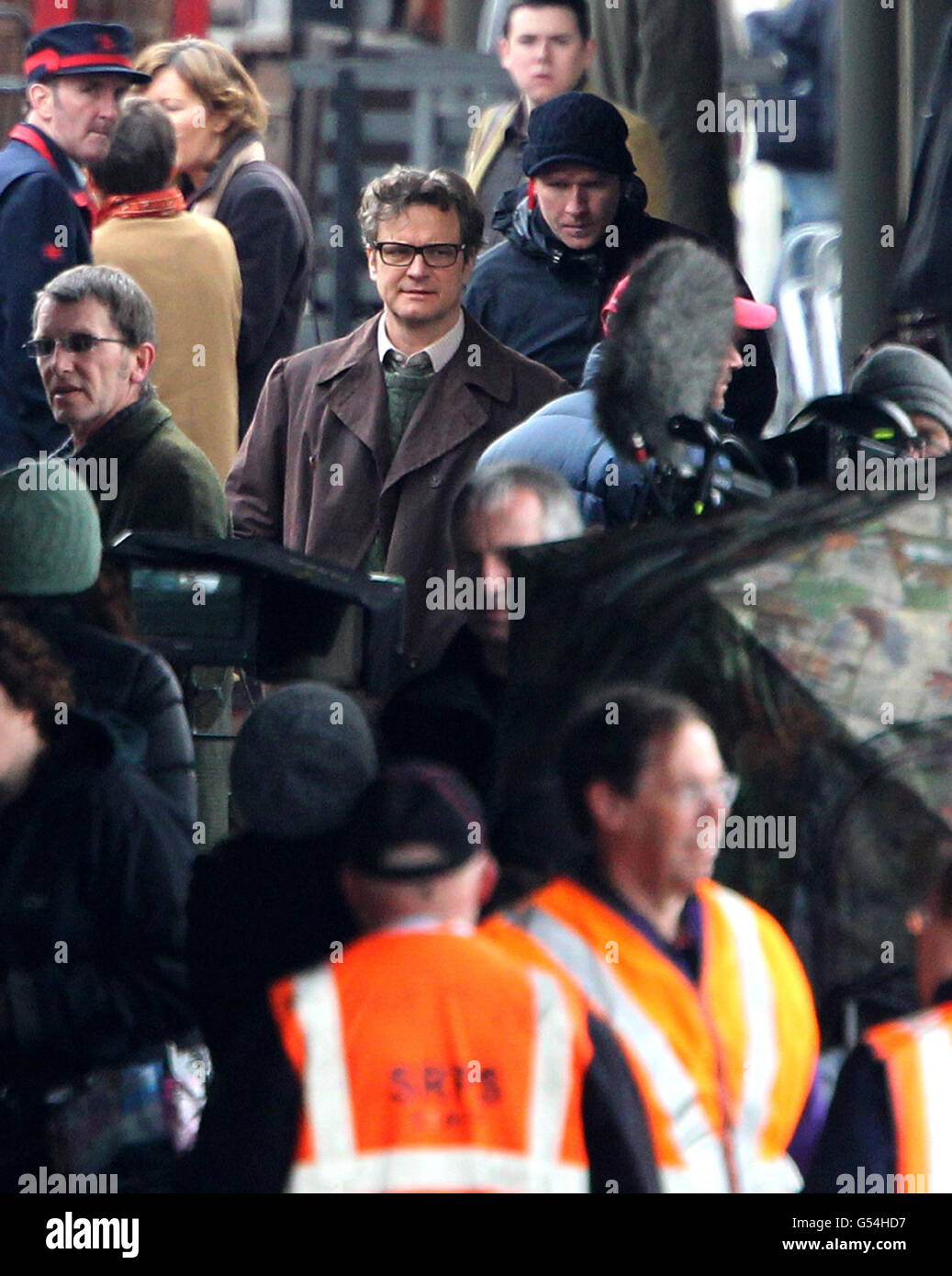 Colin Firth on the set of the film The Railway Man, at B'oness railway ...