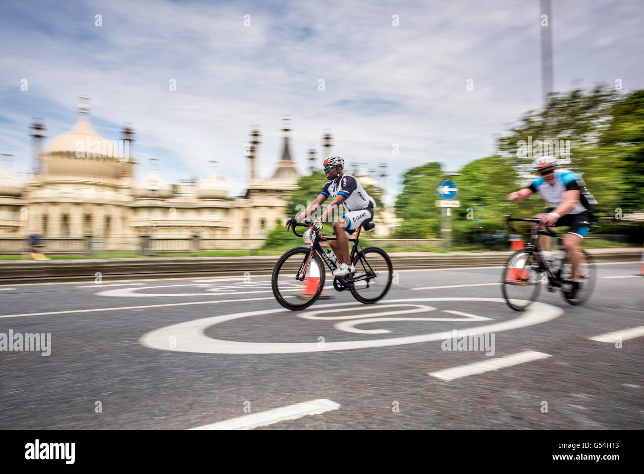 Cyclists arrive in Brighton after their 54-mile journey from Clapham ...