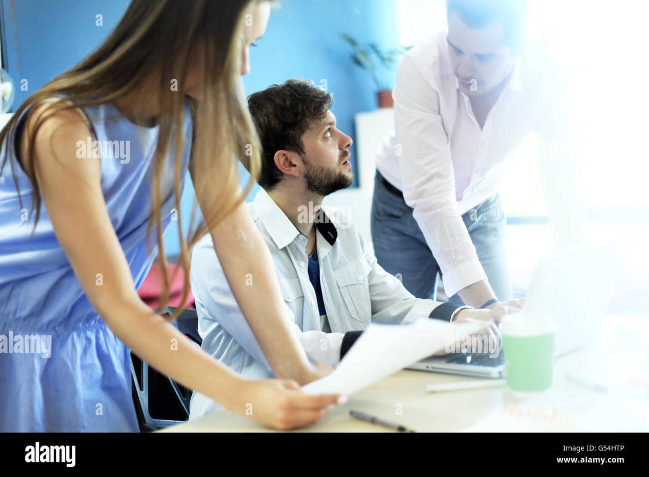 Young professionals work in modern office. Blurred,sunlights Stock ...