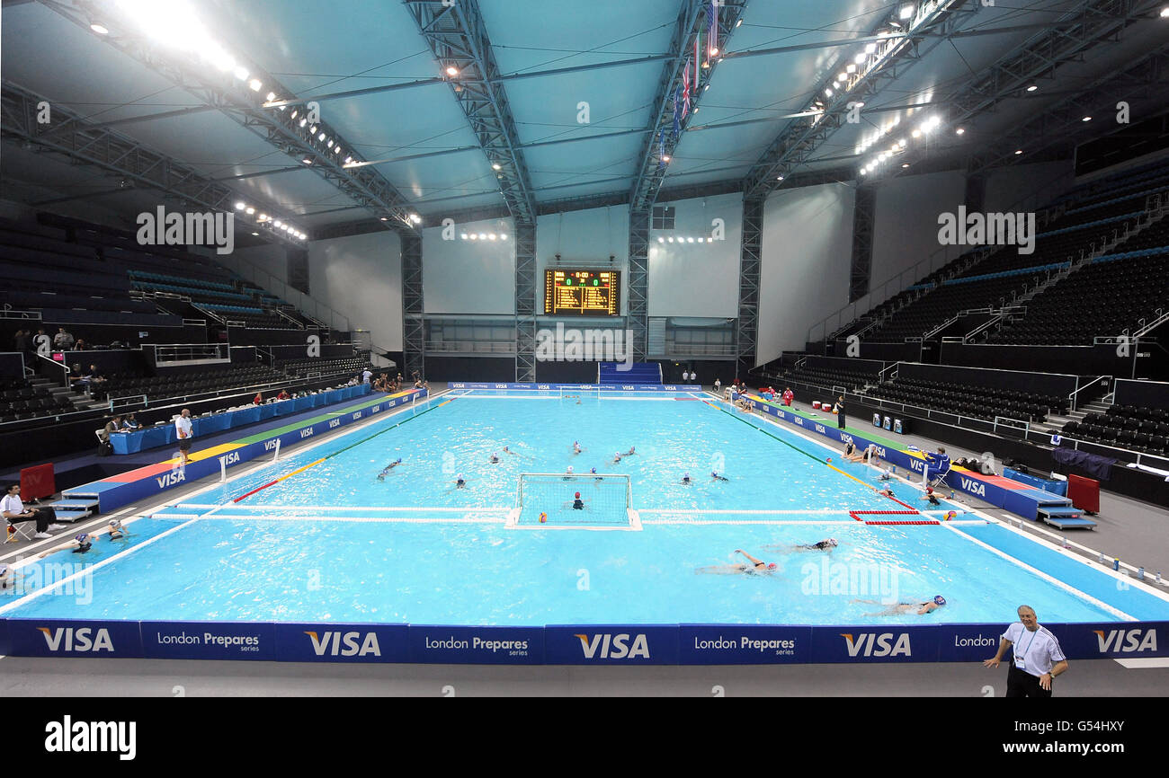 General view as Great Britain's Water Polo team (light purple caps ...