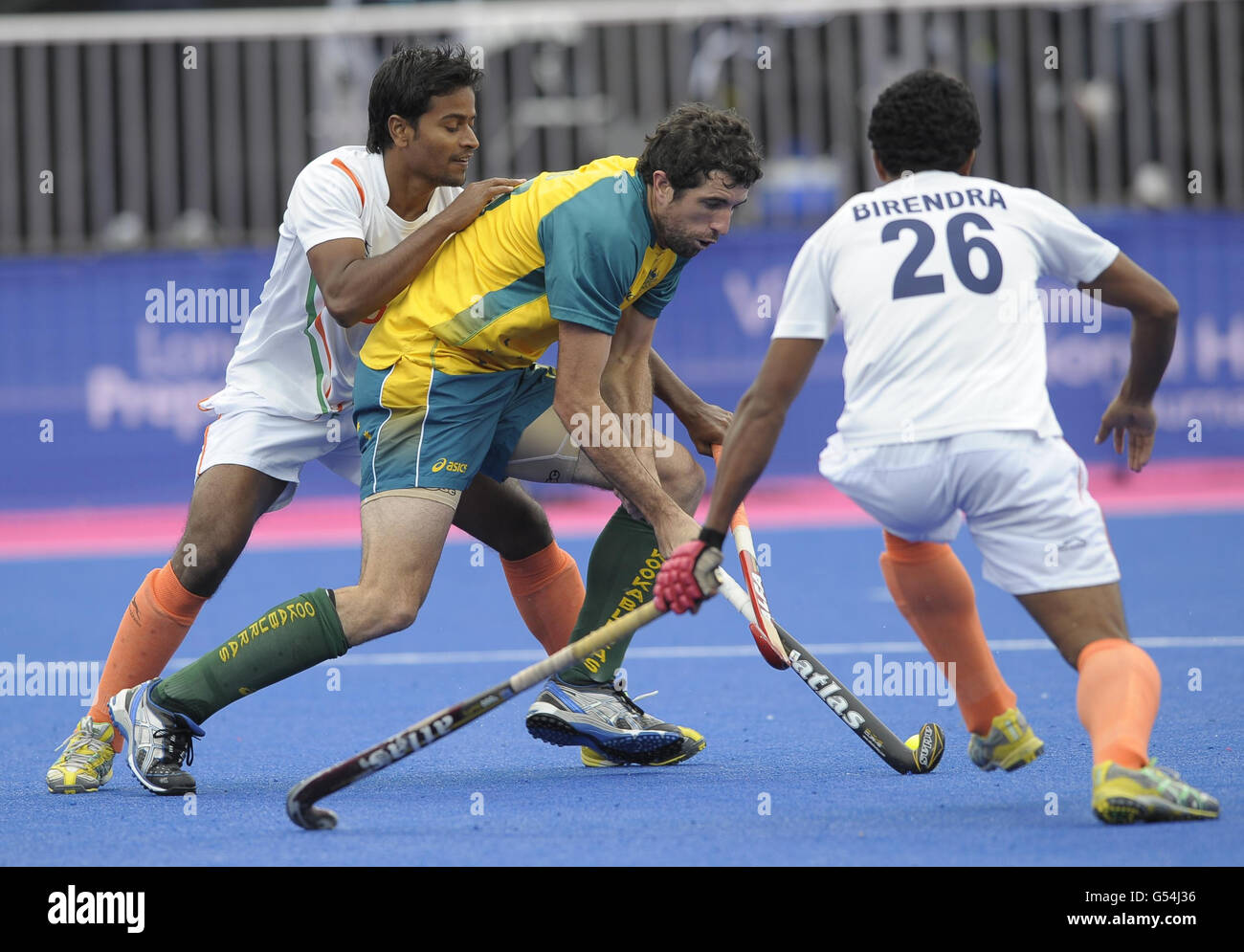 Australia's Russel Ford challenges with India's Danish Mujtaba during ...