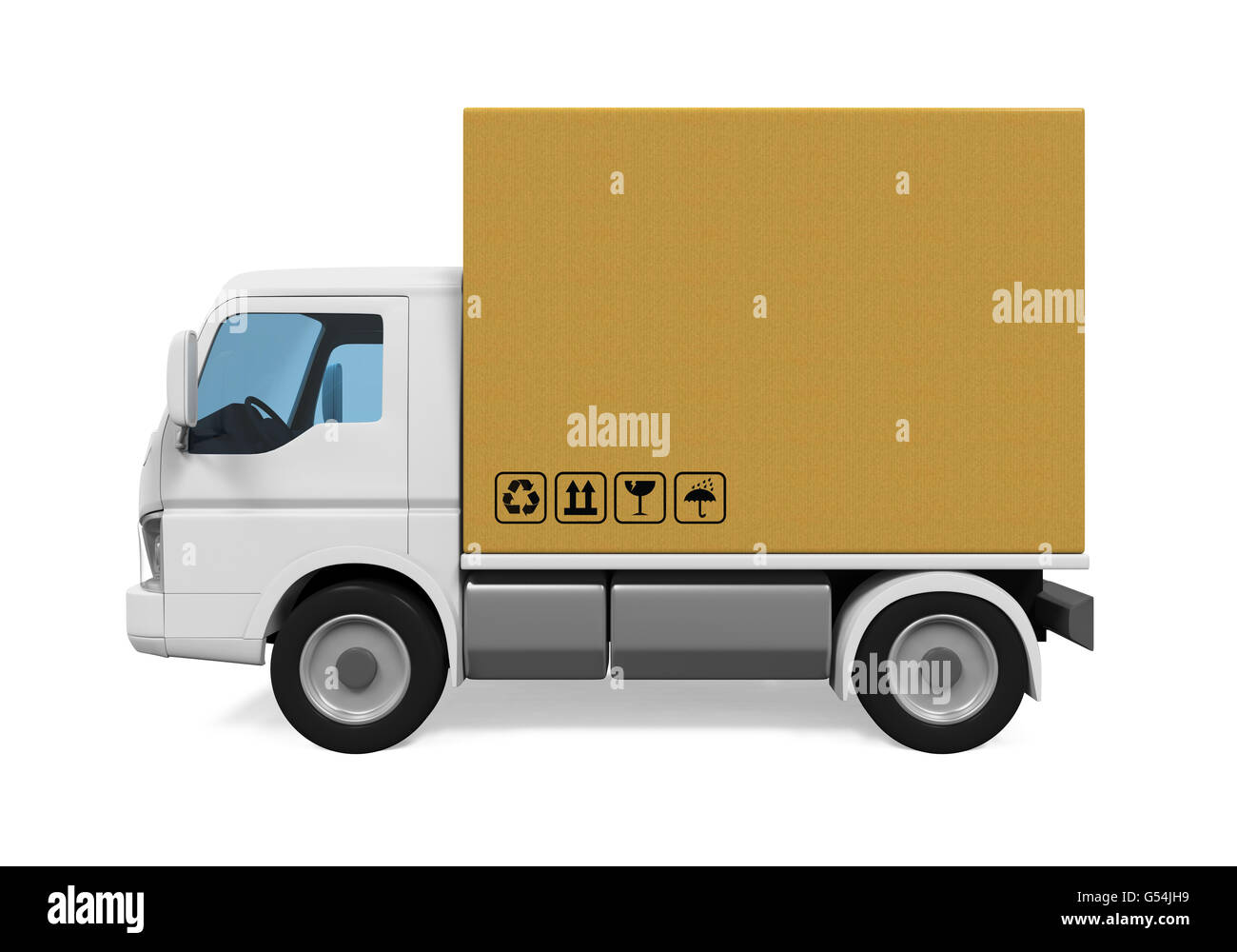 Delivery Van with Cardboard Box Stock Photo - Alamy