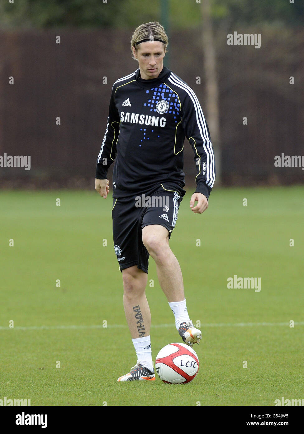 Chelsea's Fernando Torres during a training session at Cobham Training ...