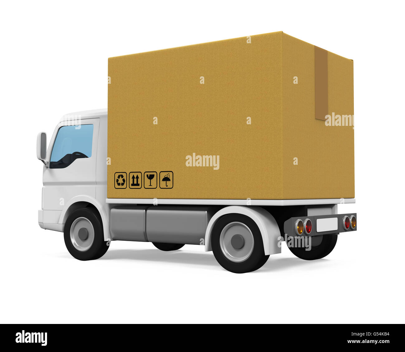 Delivery Van with Cardboard Box Stock Photo - Alamy