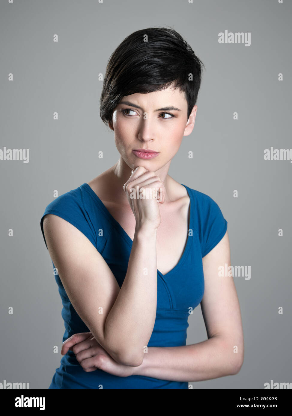 Woman short hair angry hi-res stock photography and images - Alamy