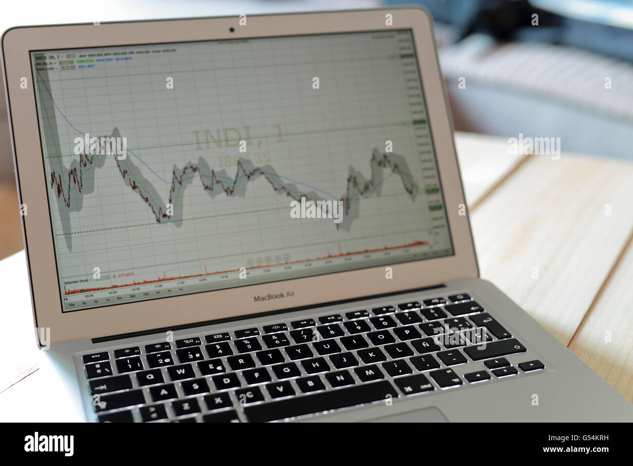 Graphic bag on a laptop with indicators Stock Photo - Alamy