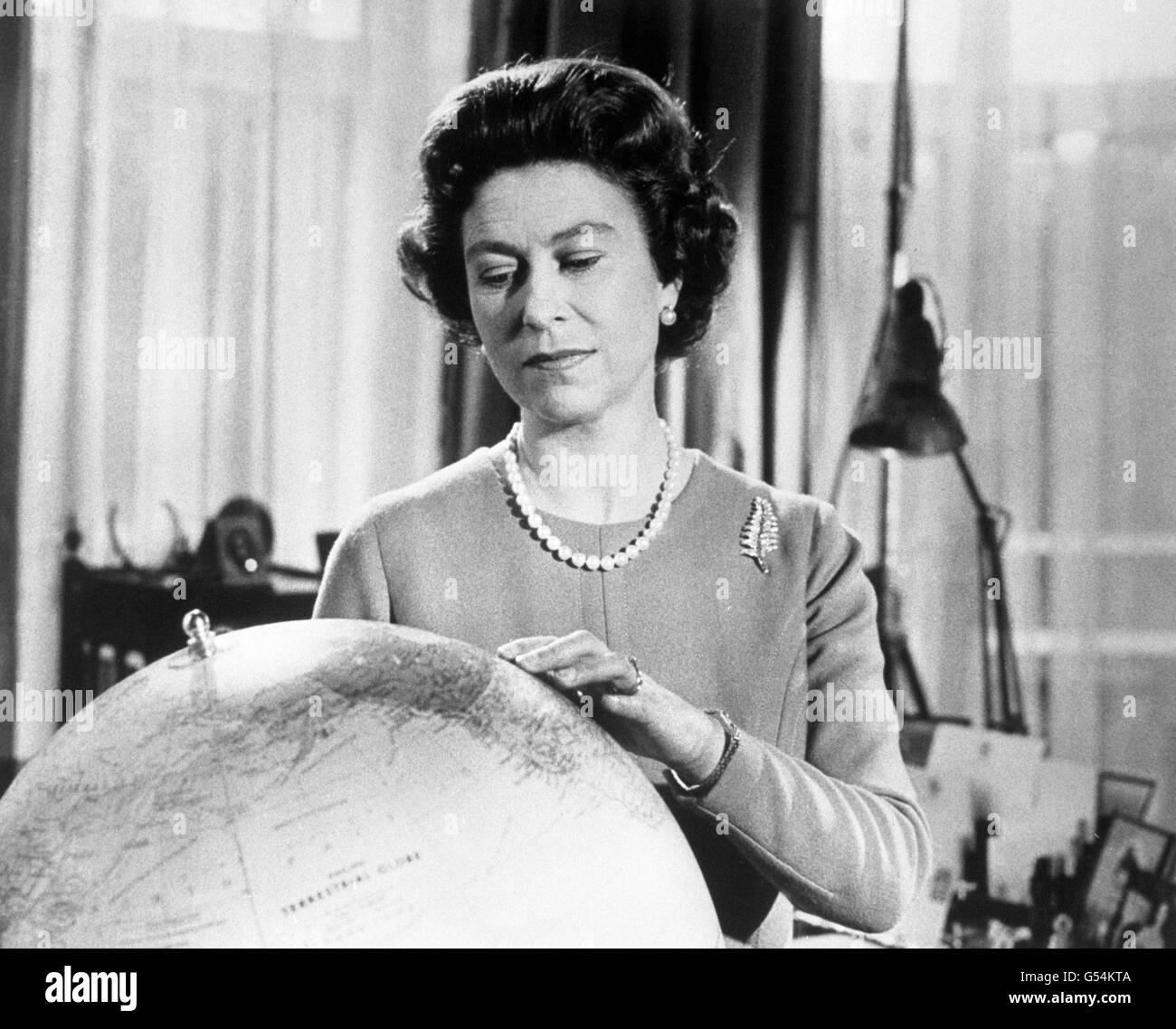 Queen Elizabeth II in her sitting room at Buckingham Palace during the ...