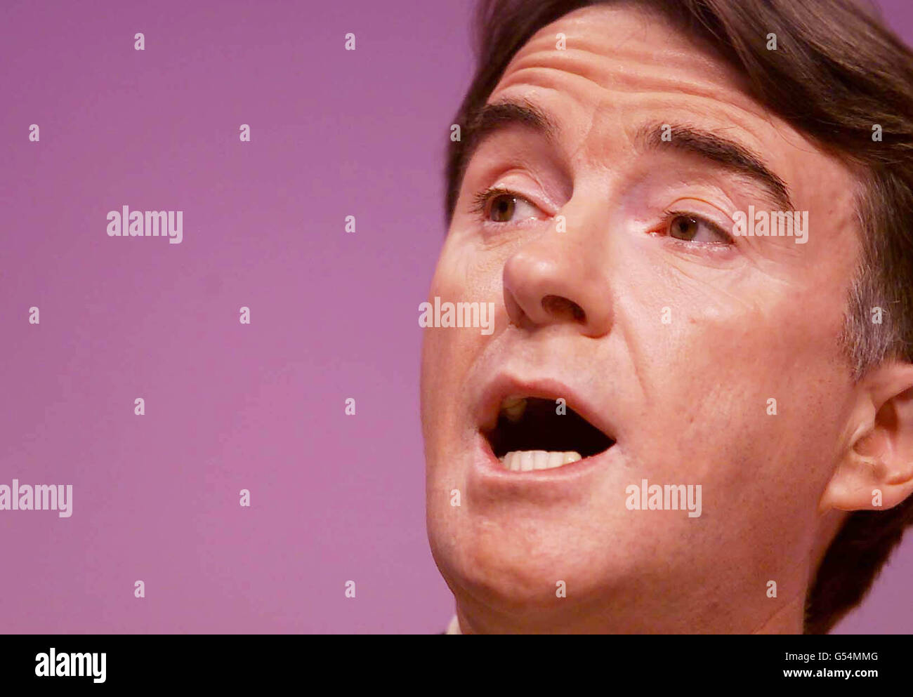 Head head shot speaking politics peter mandelson hi-res stock ...
