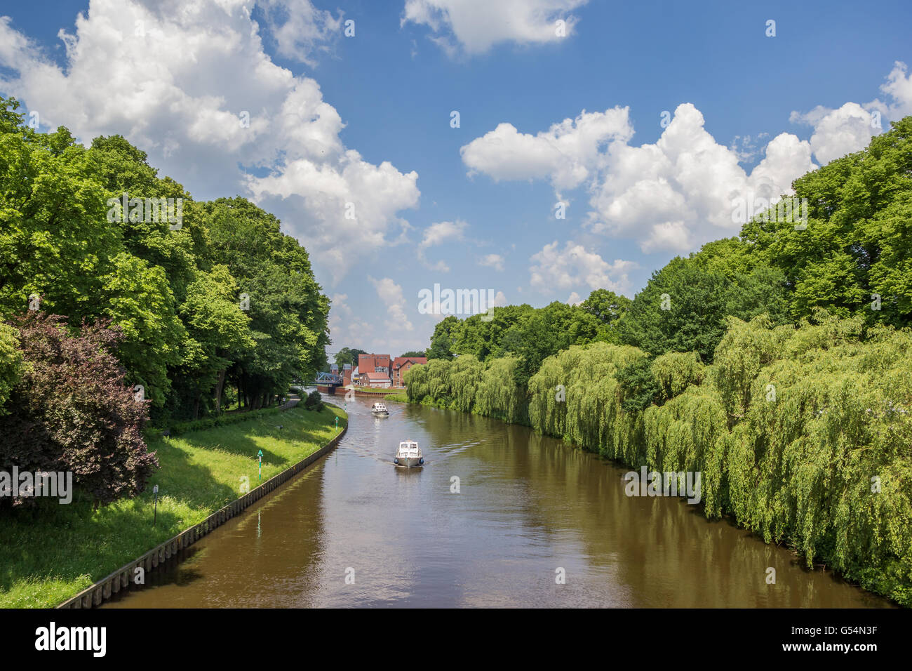 Boats on the river Ems in Meppen, Germany Stock Photo - Alamy