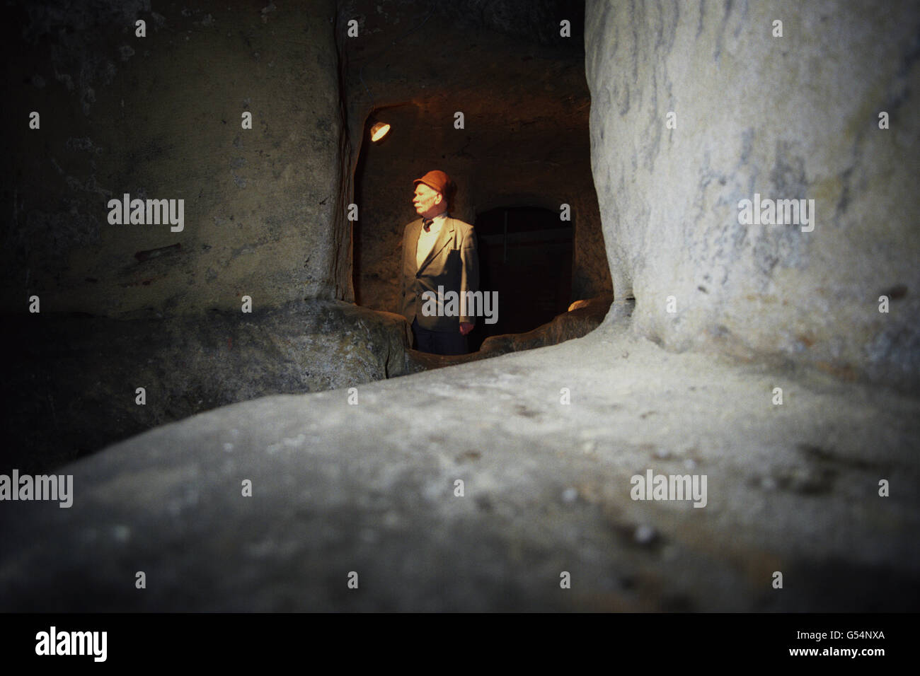 View from the caves inside the sandstone underneath Nottingham Castle ...