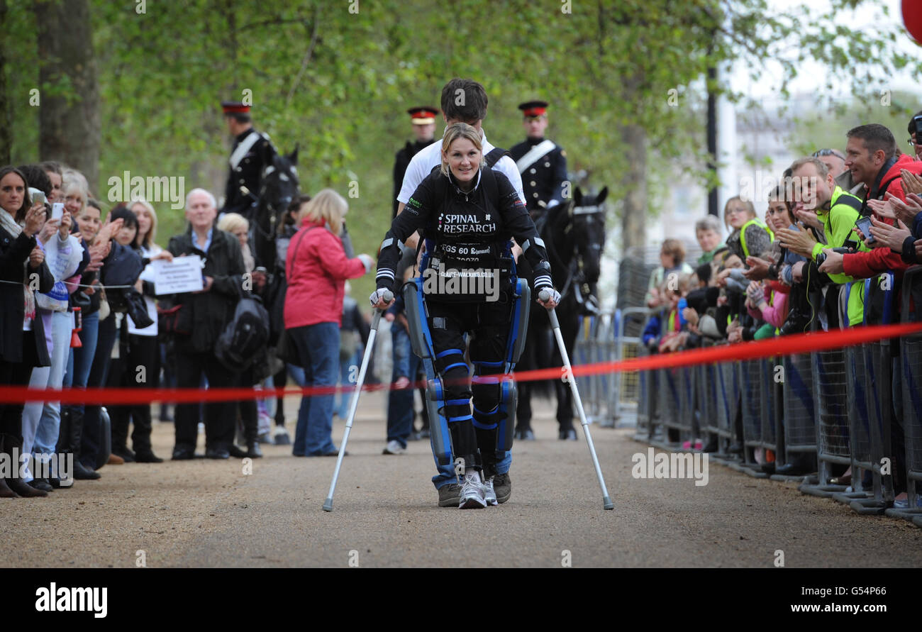 Claire Lomas, 32, who is paralysed from the chest down, wears a bionic ...