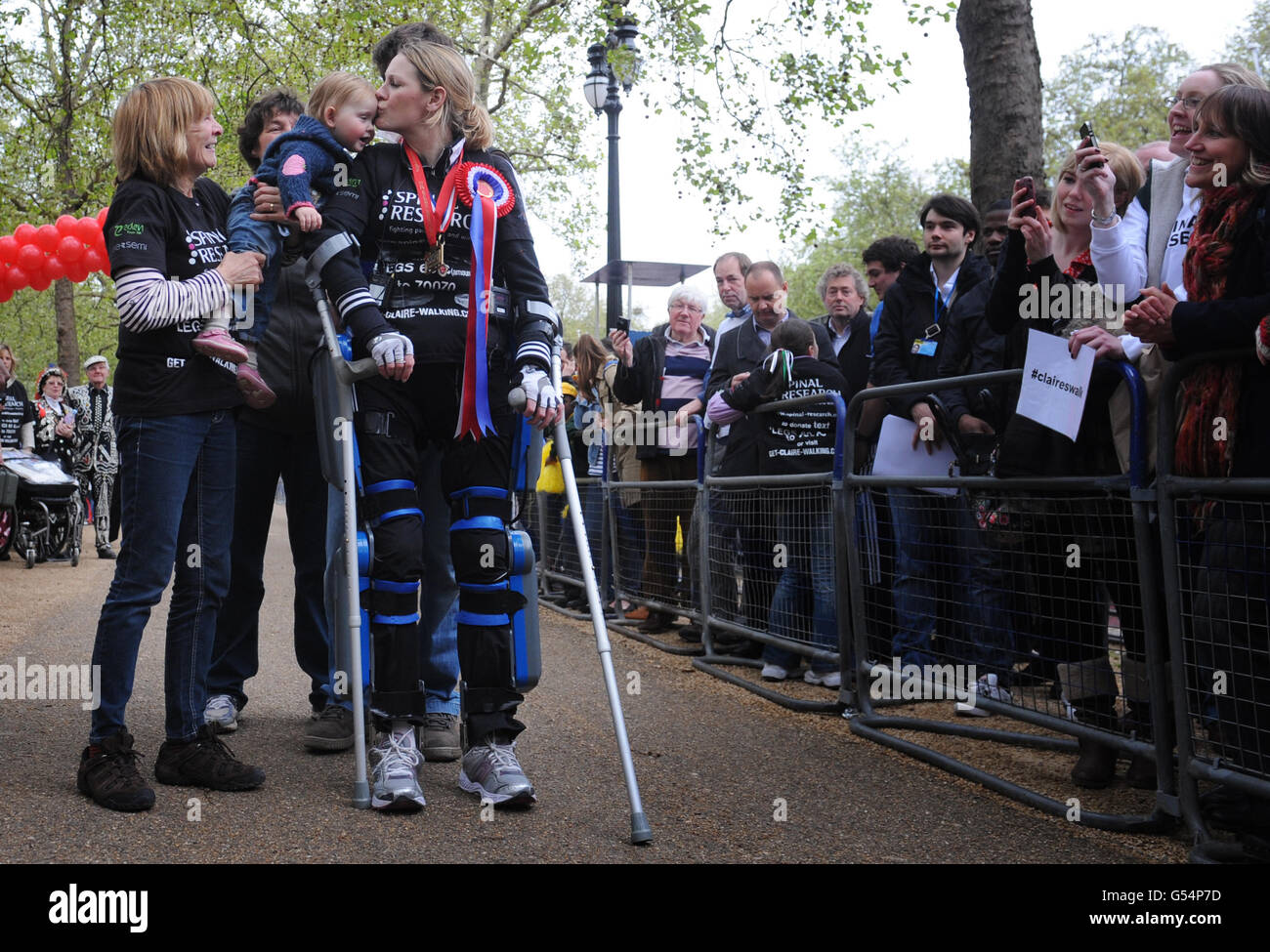 Claire Lomas, 32, who is paralysed from the chest down, wears a bionic ...