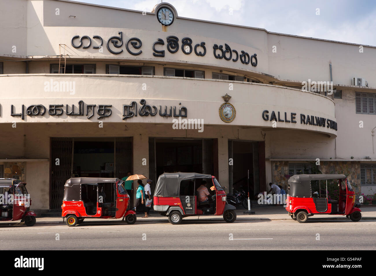 Sri Lanka, Galle, Colombo Road, Railway Station with autorickshaws ...