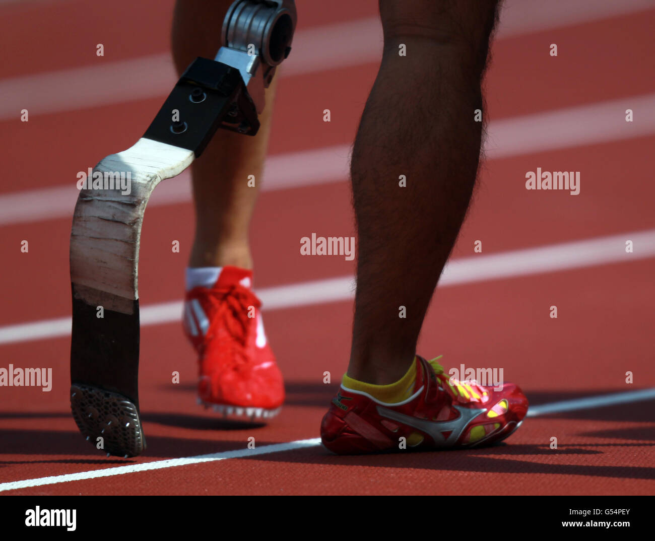 A general view of a prosthetic running blade during the London ...