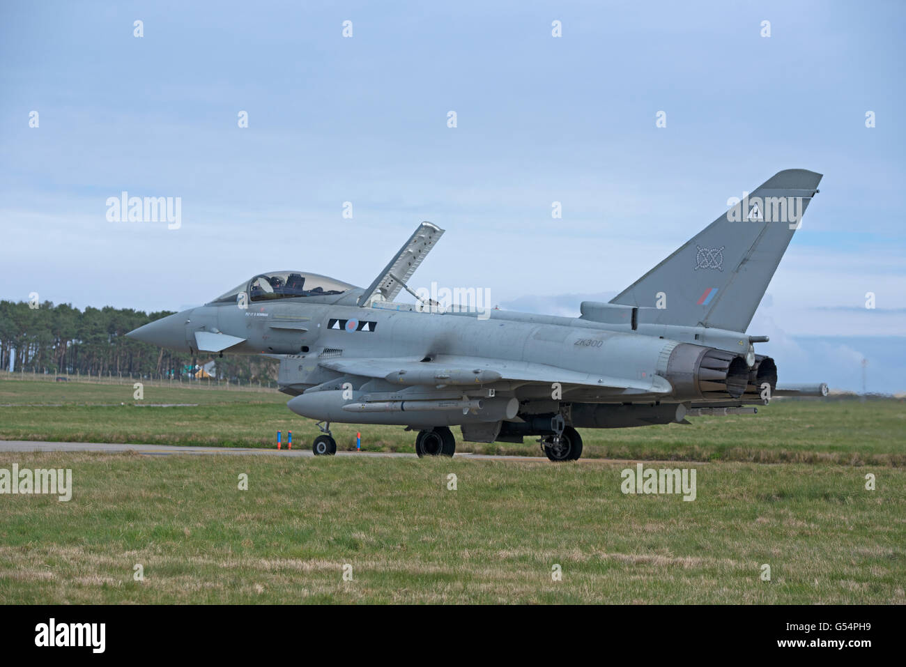 Eurofighter FGR4 ZK300 Tail Fin Serial (H) showing air brake deployed ...