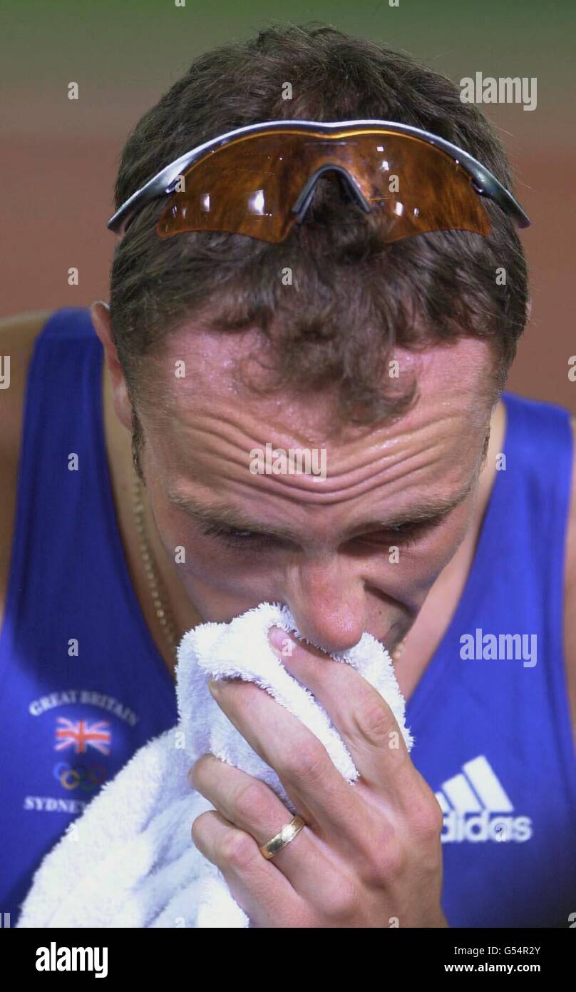 Great Britain's Dean Macey is upset after finishing second in the 1500m ...