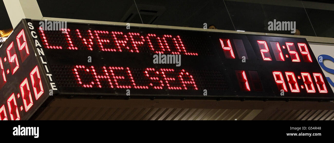 Liverpool score board hi-res stock photography and images - Alamy