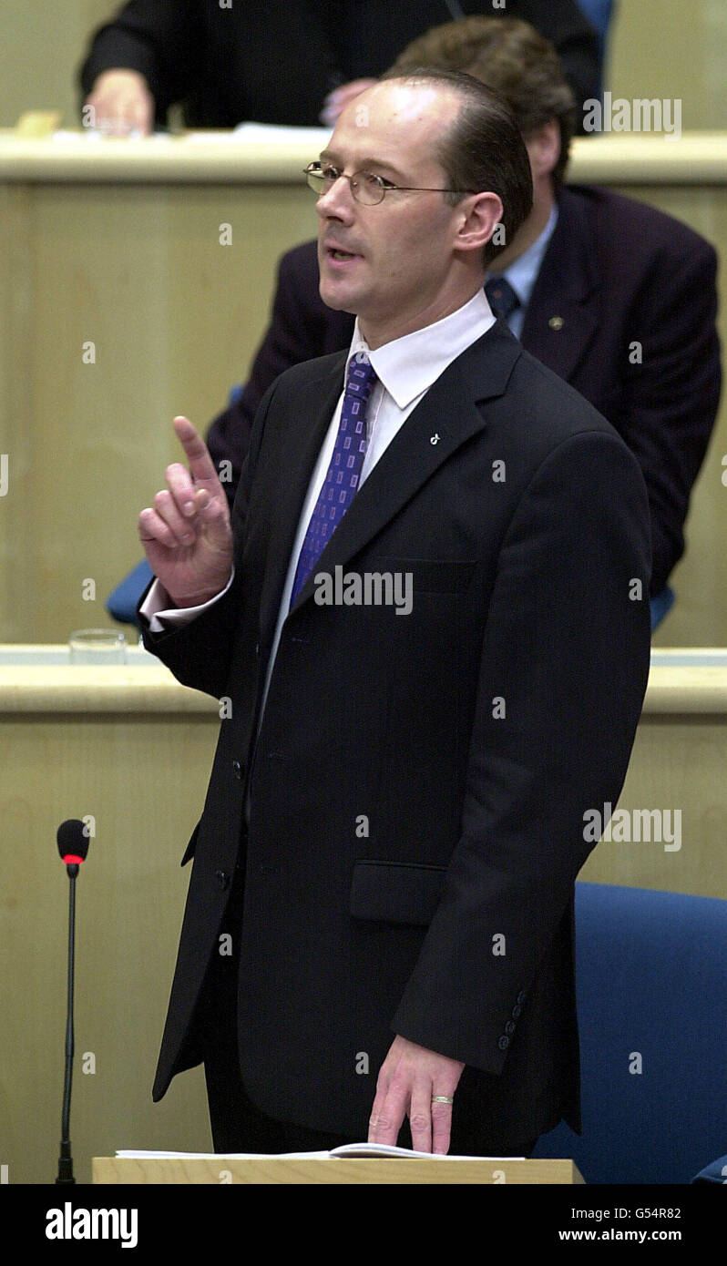 The new SNP Leader John Swinney speaks during First Ministers Question ...