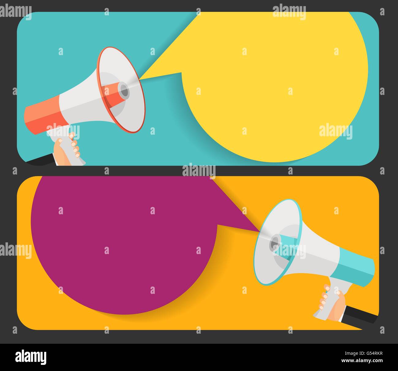 Hand with Megaphone and Speech Bubble Vector Illustration Stock Vector ...