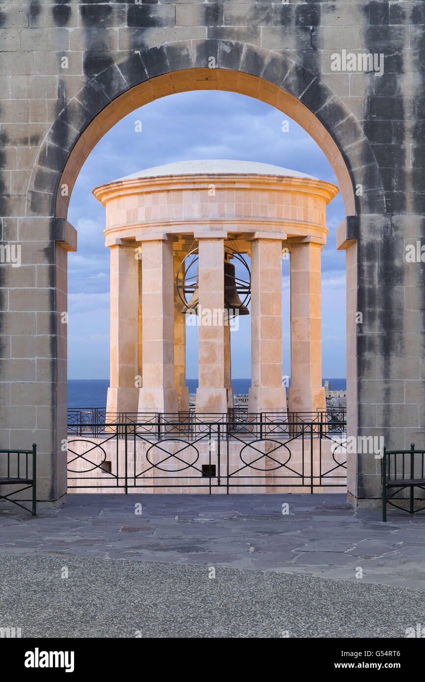The Siege Bell Memorial in the Lower Barrakka Gardens in Valletta, the ...