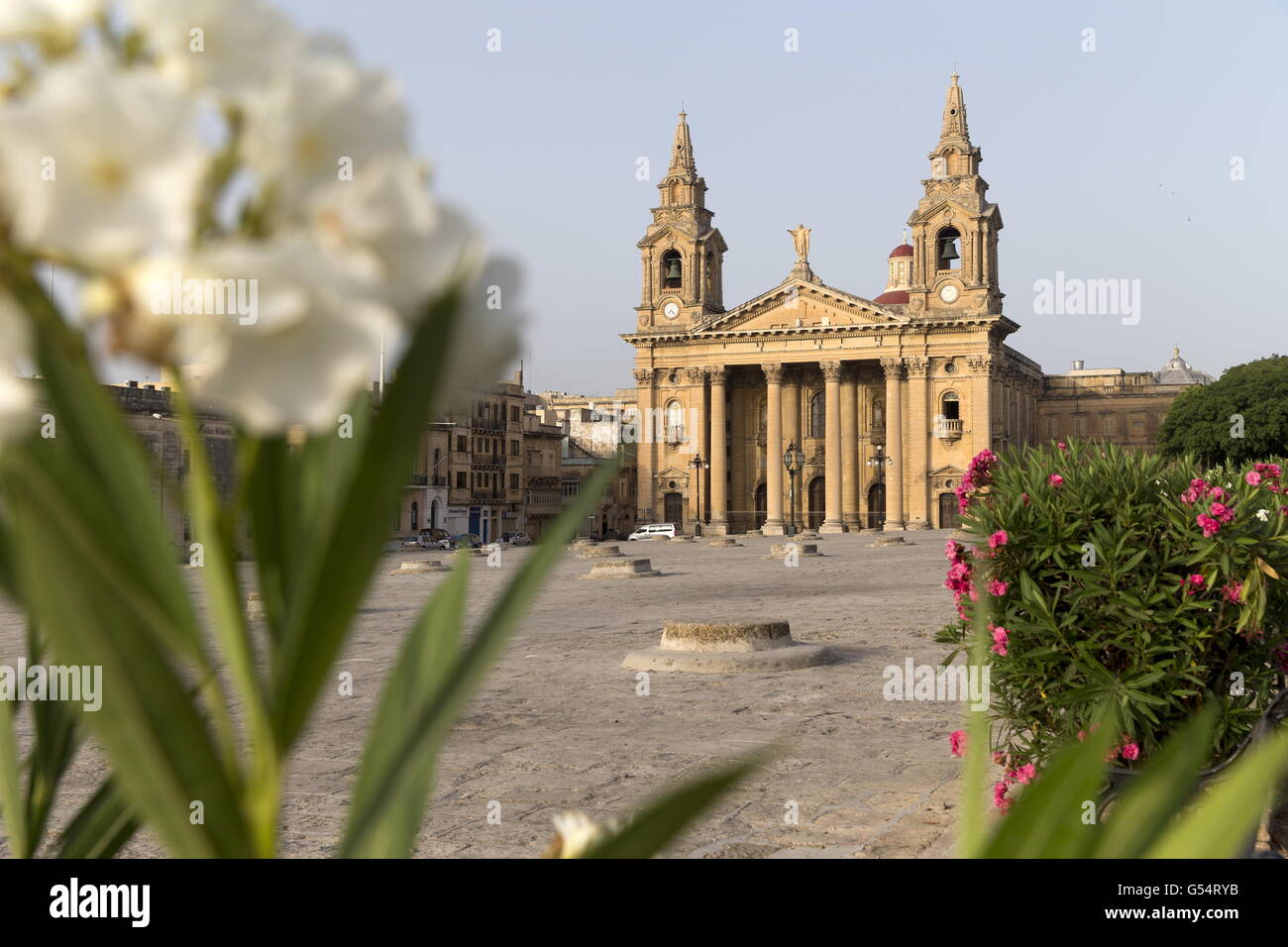 The Saint Publius Church at the St Publius square and granaries in the ...
