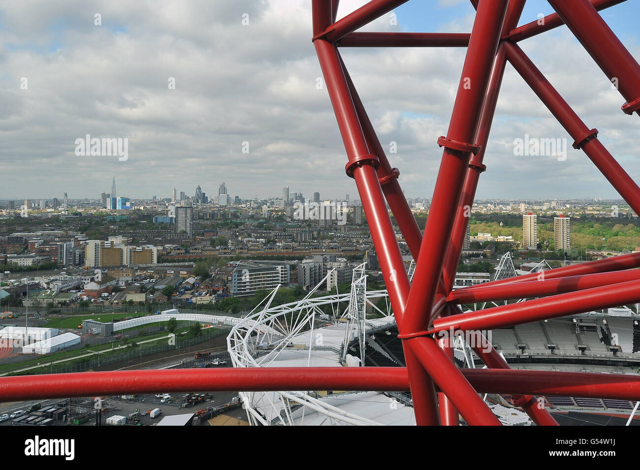 A view across London from the newly completed ArcelorMittal Orbit. The ...