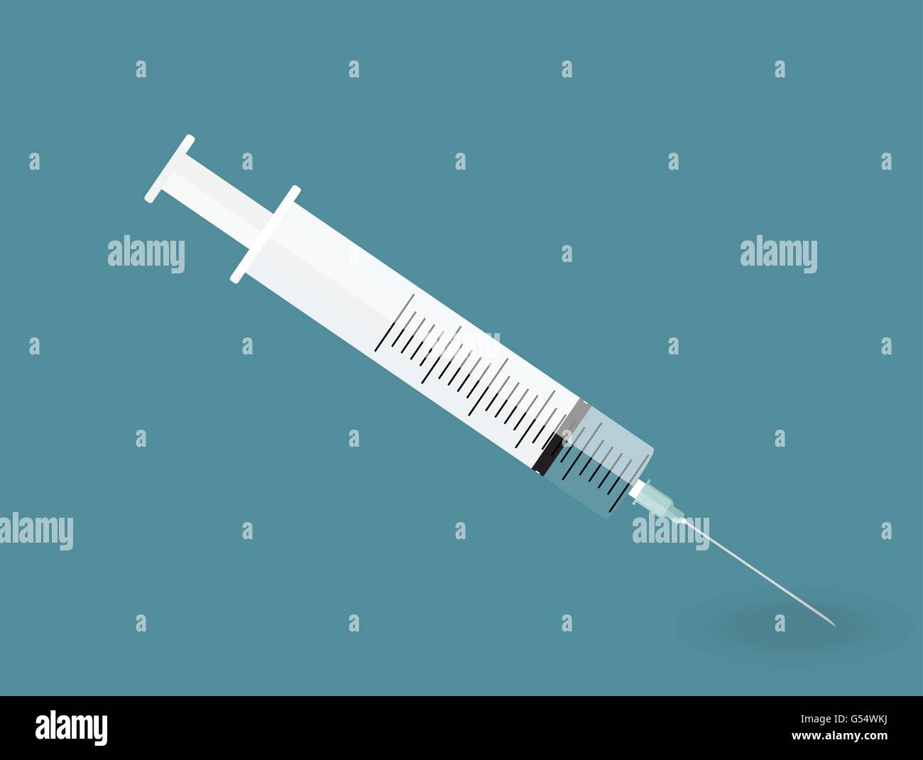 Syringe with needle on blue background - shot. Vector Illustra Stock ...