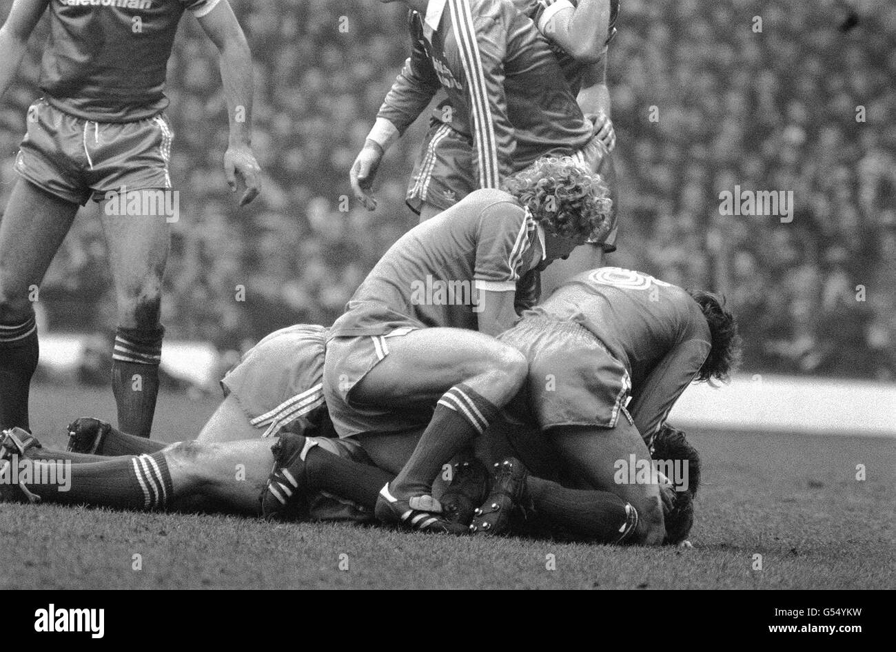 Brighton's Jimmy Case is mobbed by his team-mates after scoring the ...