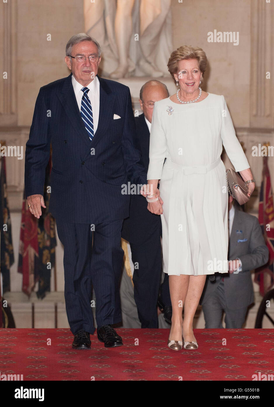 King Constantine and Queen Anne-Marie of the Hellenes arrive at a lunch ...
