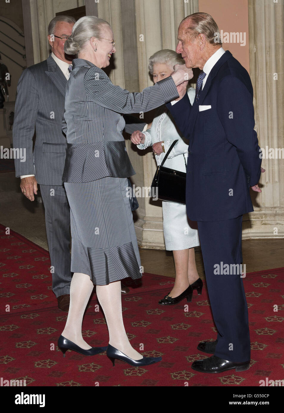Queen Margarethe II of Denmark and Prince Henrik arrive at a lunch for ...