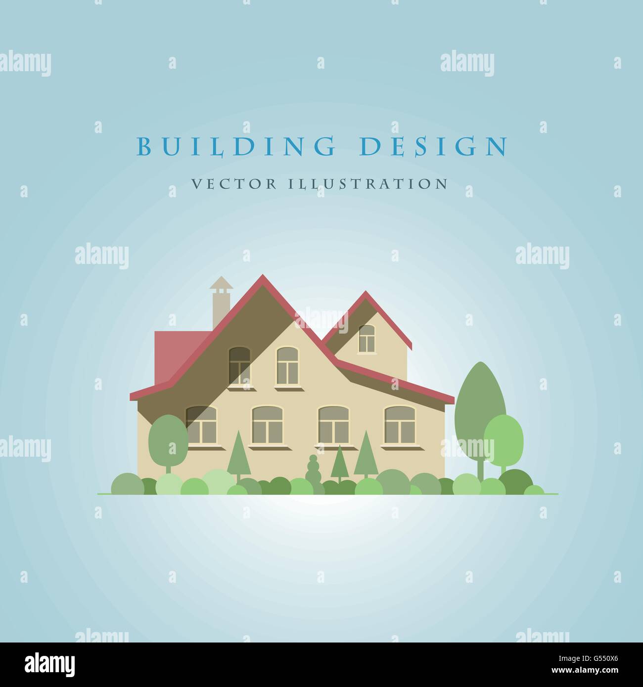 Vector flat illustration of a house. Elements are layered separately in ...