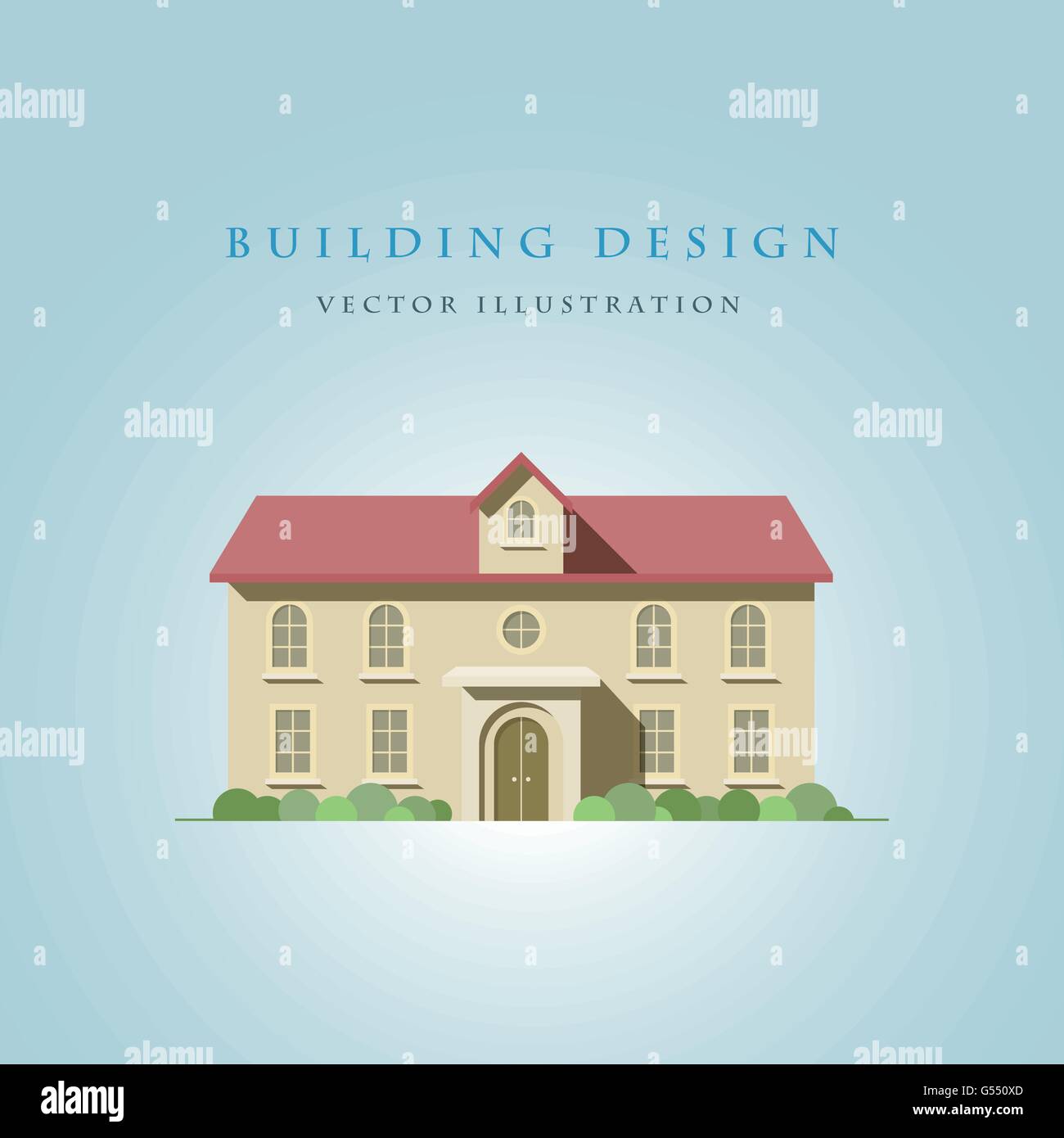 Vector flat illustration of a house. Elements are layered separately in ...