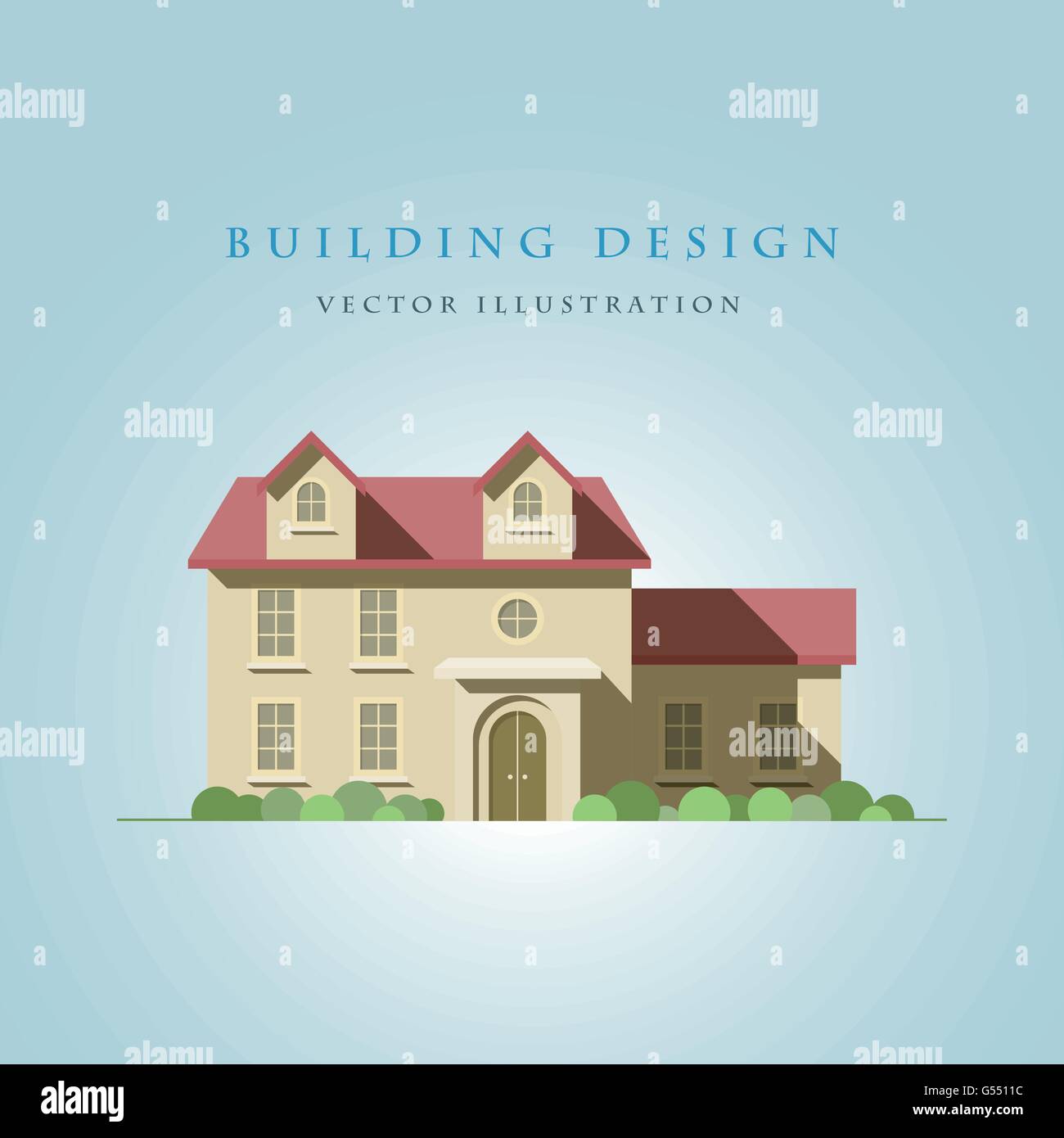 Vector flat illustration of a house. Elements are layered separately in ...