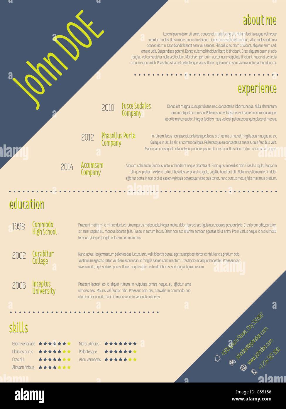 Simplistic modern resume cv curriculum vitae template design Stock ...