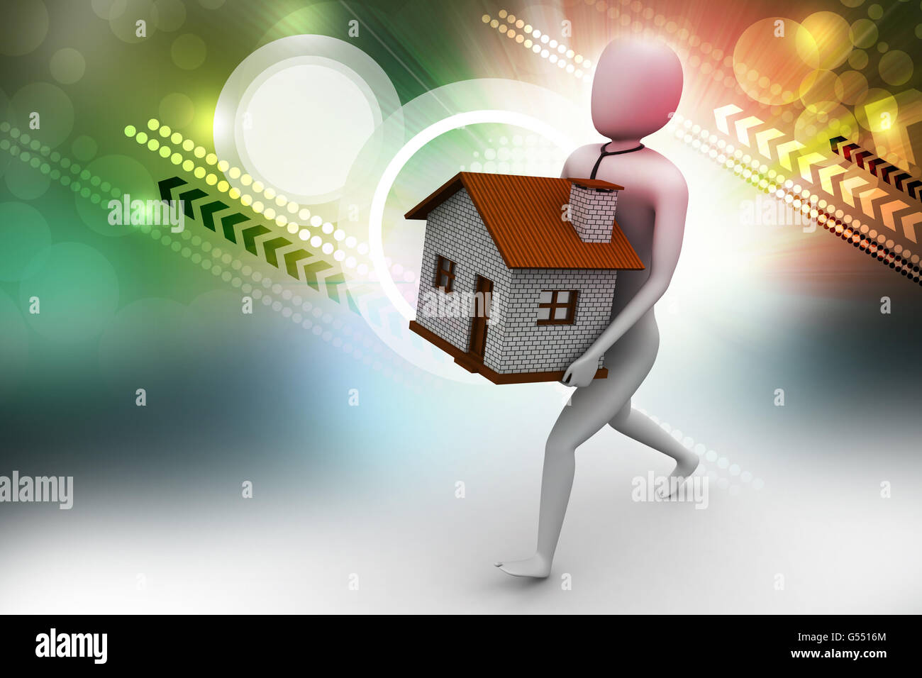 3d man holding house Stock Photo - Alamy