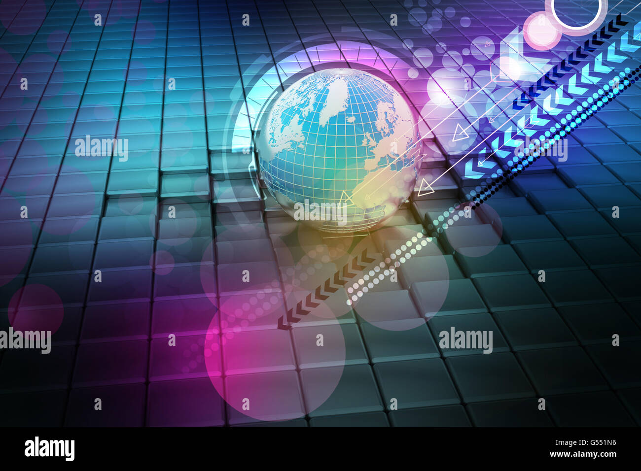 Digital globe in color background Stock Photo - Alamy