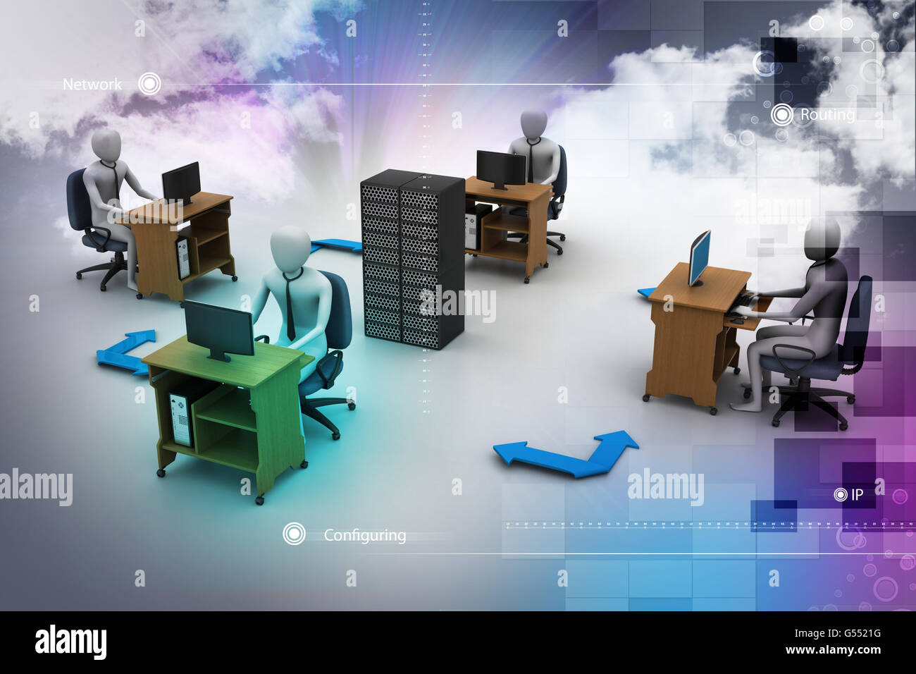 Networking people with server Stock Photo - Alamy